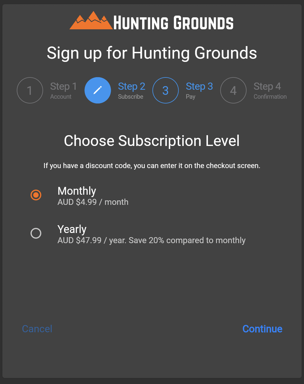 Creating a Hunting Grounds account on the Web (and use a Promotional ...